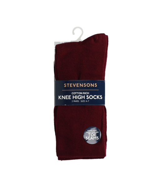 MAROON 2 PACK KNEE HIGH SOCKS - Stevensons